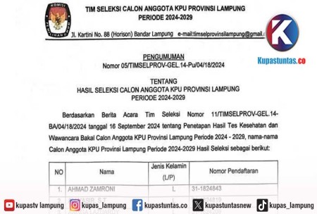 Kupas Tuntas - 14 Nama Calon Anggota KPU Lampung 2024-2029 Resmi Dirilis, Petahana Tersisa Erwan ...